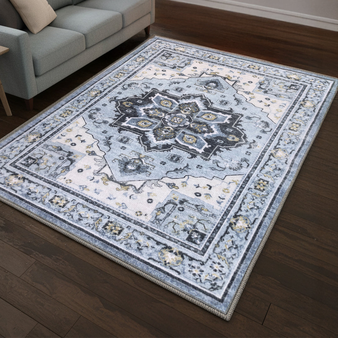 Muddy Mat® Azure Washable Area Rugs for Living Room, Bedroom & Dining