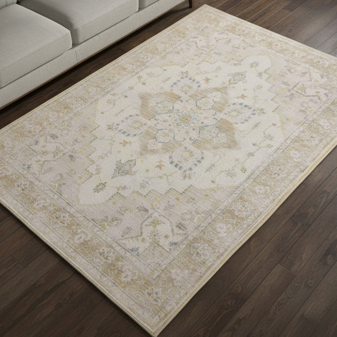Muddy Mat® Champagne Washable Area Rugs for Living Room, Bedroom & Din